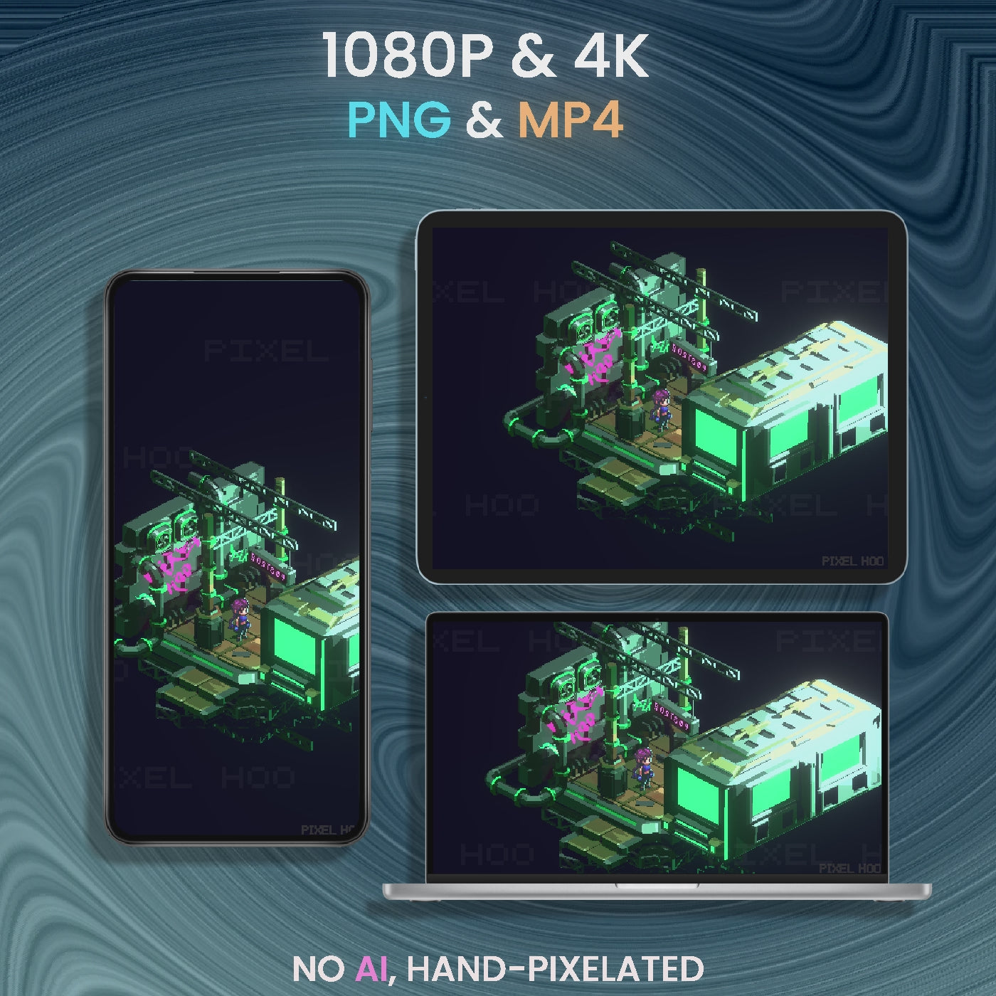 Cyberpunk Bus Stop Pixel Art Wallpaper - Animated Cyberpunk Art – Pixel Hoo